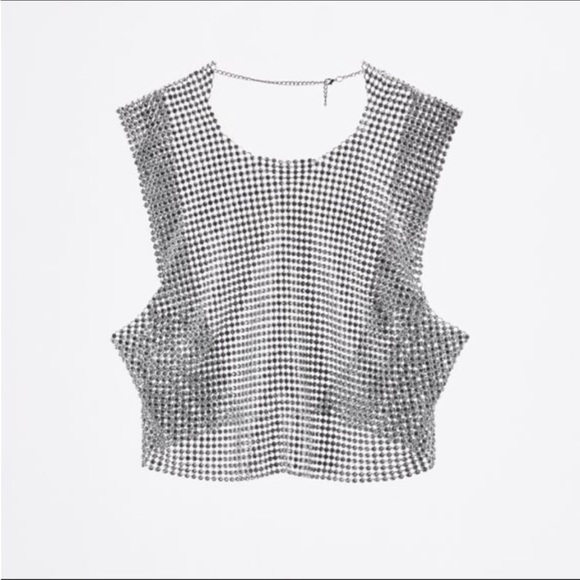 Zara | Tops | Nwt Zara Open Back Rhinestone Top | Poshmark